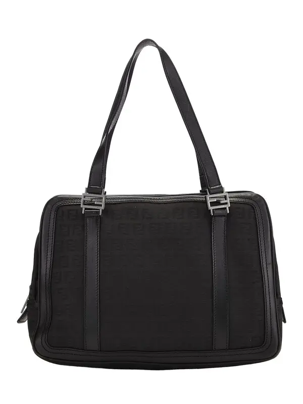 Fendi Zucchino Canvas Boston Bag - Black