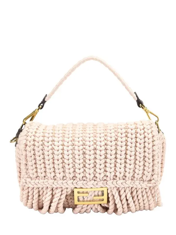 Fendi Baguette Crochet Knit Bag - Pink