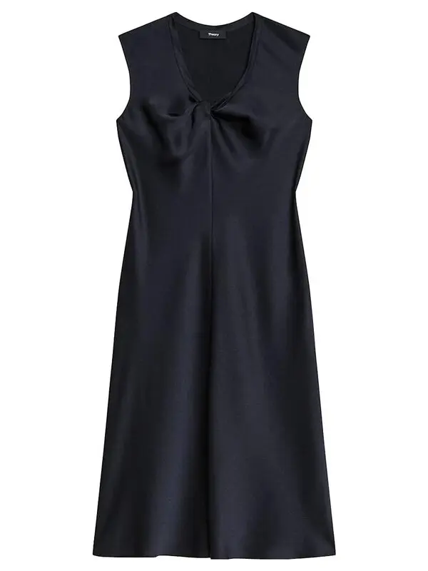 Theory Twisted Scoop-neck Midi Dress - Nocturne Navy
