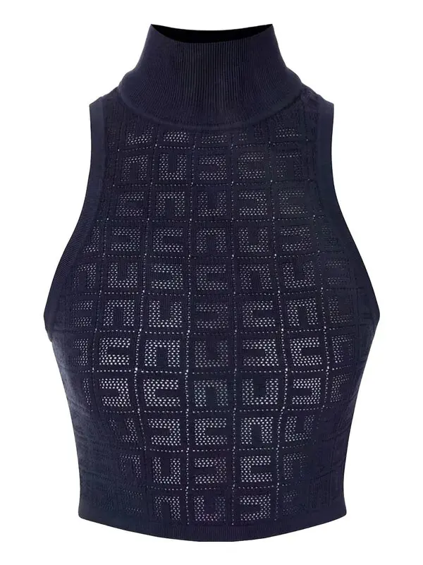 Elisabetta Franchi Logo Mesh Top - Black
