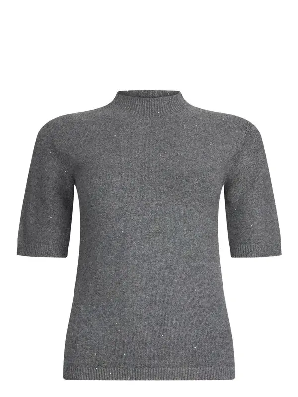 Liu Jo Mock Neck Short Sleeve Sweater - Grey