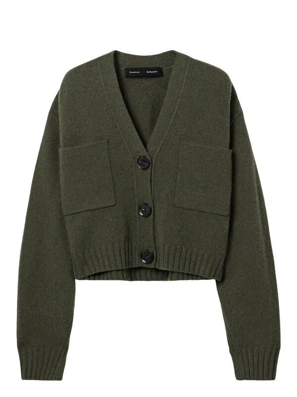 Proenza Schouler Sofia Cropped Cashmere And Wool-blend Cardigan - Green