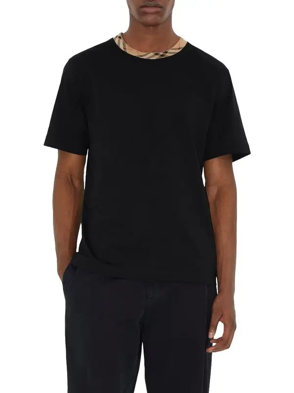 Burberry Check Trim T-shirt - Black
