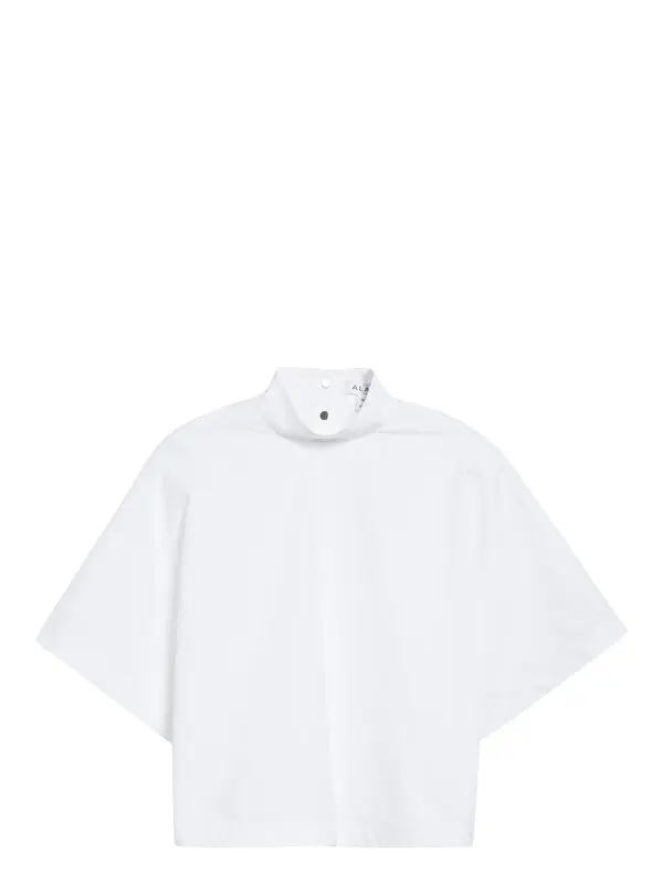 Alaïa Mock Neck Poplin Crop Top - Blanc