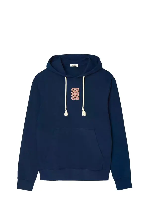 Sandro Cotton Logo Hoodie - Blue