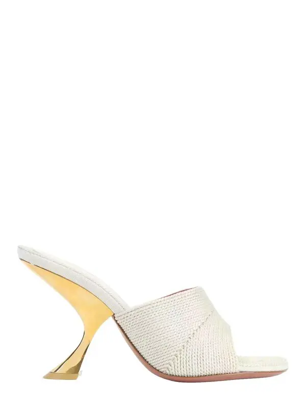 Amina Muaddi 90mm Leather Heeled Sandals - Neutrals