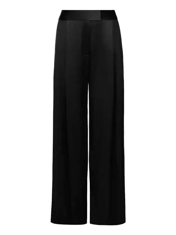 THE SEI Pleated Satin Trousers - Black