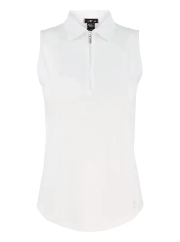 GOLFTINI Zip-neck Sleeveless Polo Top - White