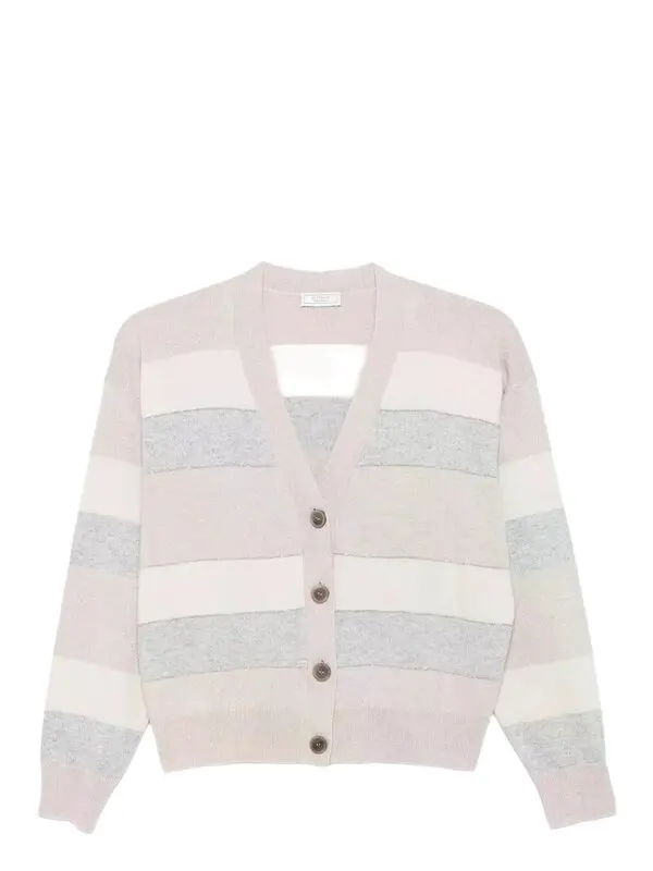 Peserico Striped Button-up Cardigan - Neutrals
