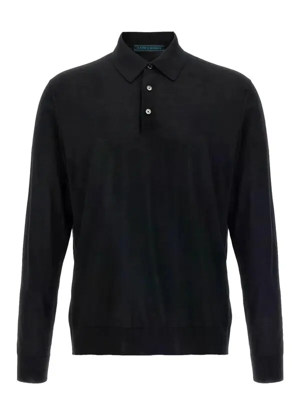 Kiton Long-sleeved Wool Polo Shirt - Black