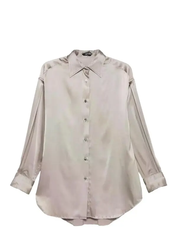 TOM FORD Satin Button-up Shirt - Grey