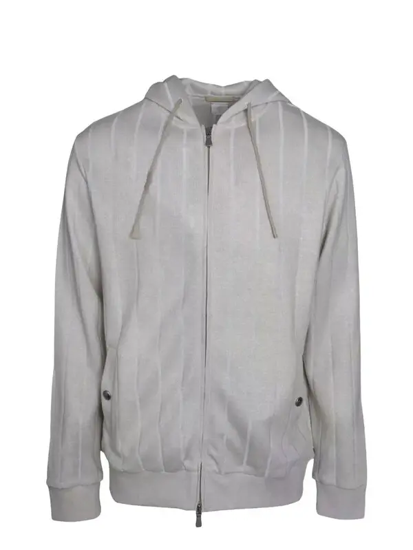Eleventy Striped Zip-up Hoodie - Neutrals