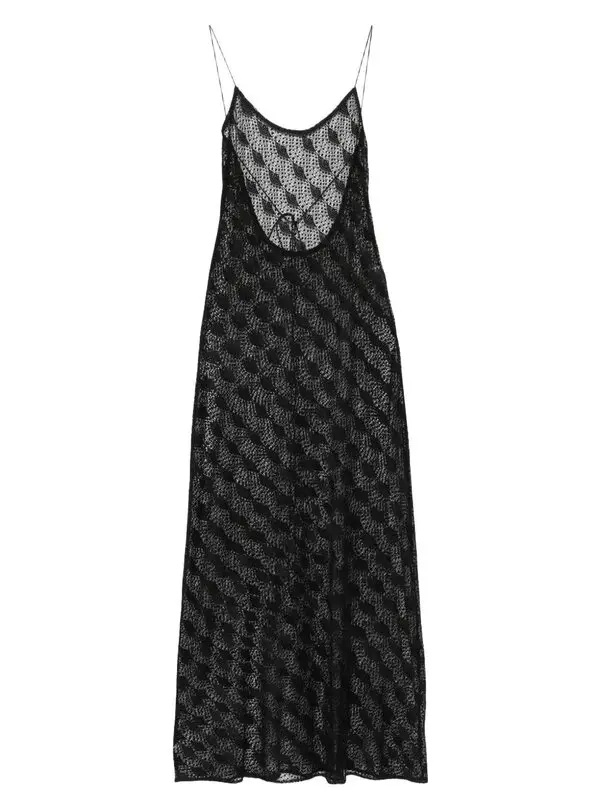 ATU BODY COUTURE Patterned Open-back Maxi Dress - Black