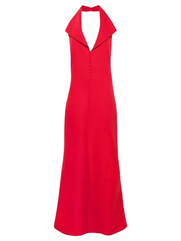 ATU BODY COUTURE Halter-neck Button-front Maxi Dress - Red