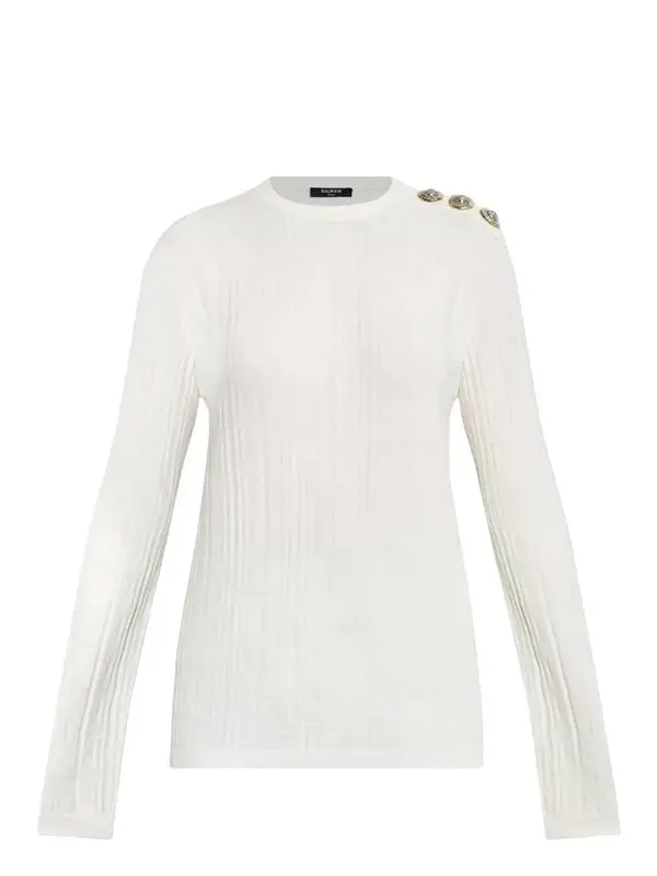 Balmain Button-detail Long-sleeve Jumper - Neutrals