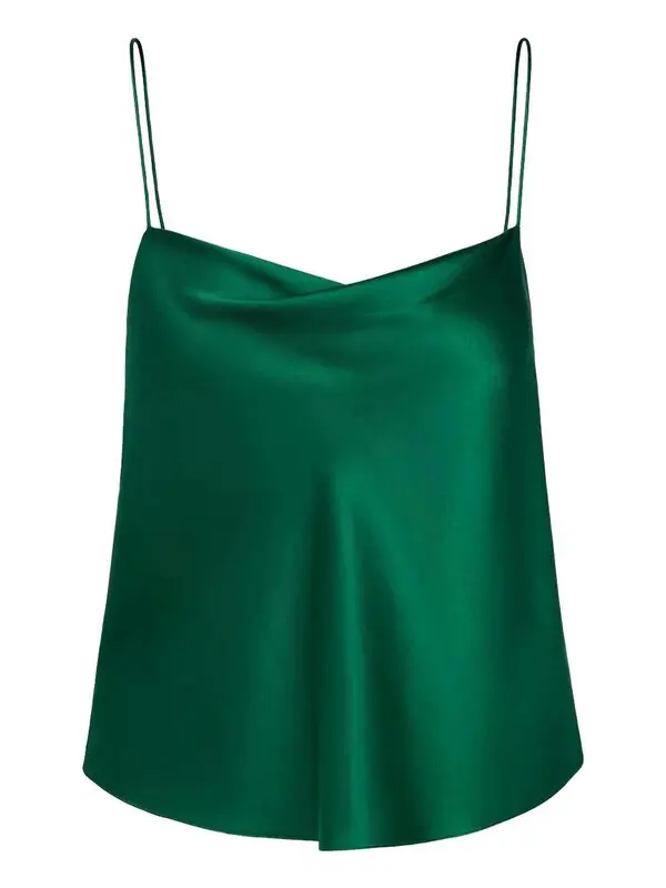 THE SEI Cowl-neck Satin Top - Green