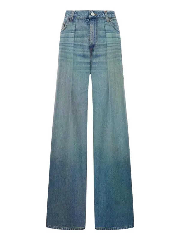 HAIKURE Pleated Wide Leg Jeans - Blue