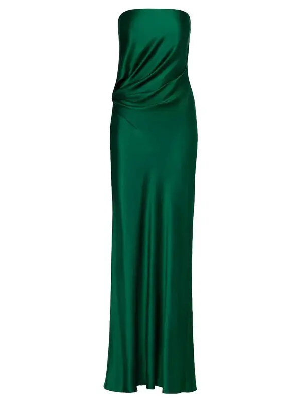 THE SEI Strapless Silk Maxi Dress - Green