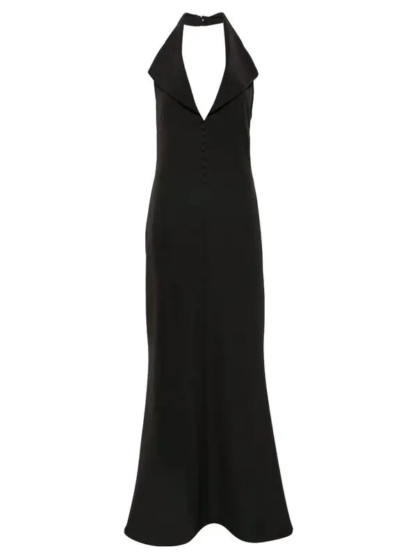 ATU BODY COUTURE Halter-neck Button-front Maxi Dress - Black