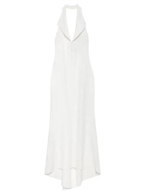 ATU BODY COUTURE Halterneck Button-front Maxi Dress - White