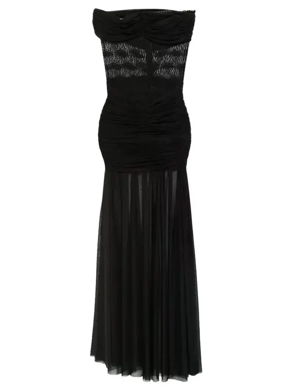 ATU BODY COUTURE Lace-paneled Mesh Maxi Dress - Black