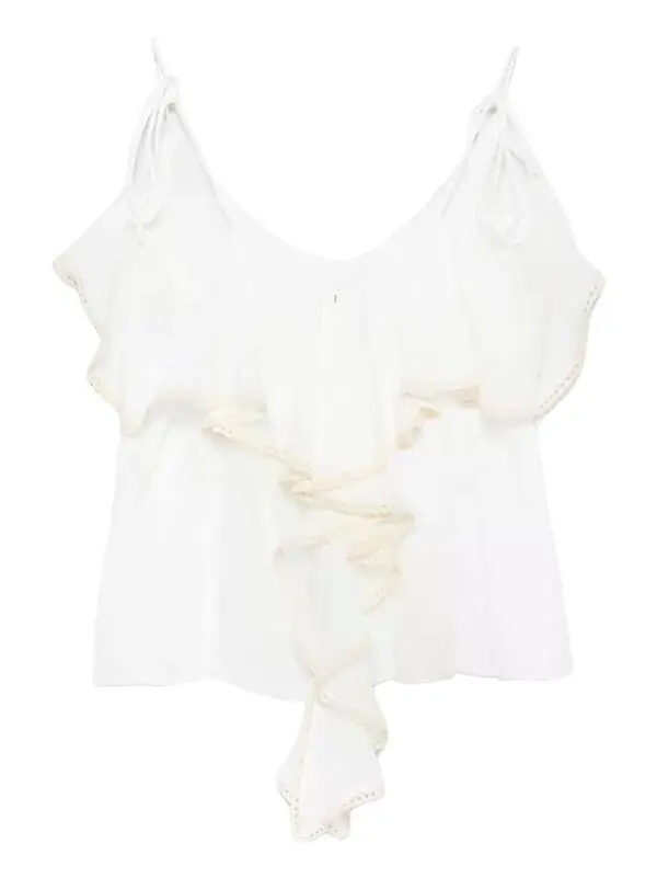 PNK Lace-detail Cotton Top - White