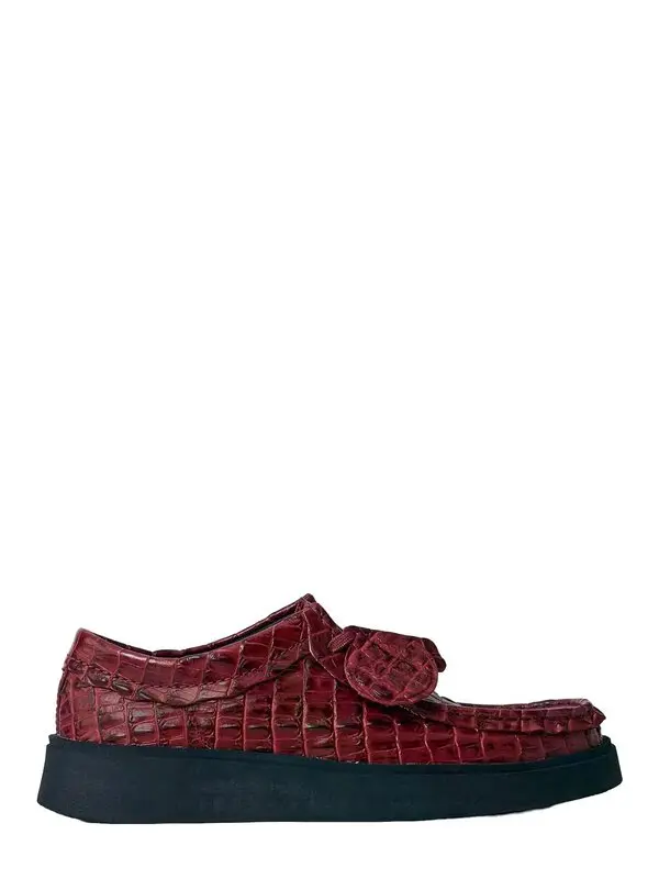 Martine Rose Torview Croc-embossed Lace-up Shoes - Red