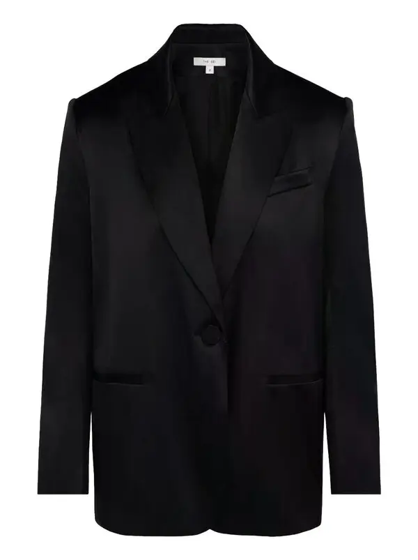 THE SEI Satin Single-breasted Blazer - Black