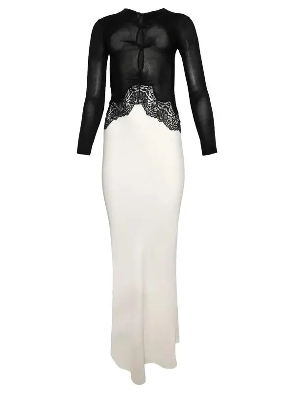 Christopher Esber Lace Trimmed Long-sleeve Dress - Black