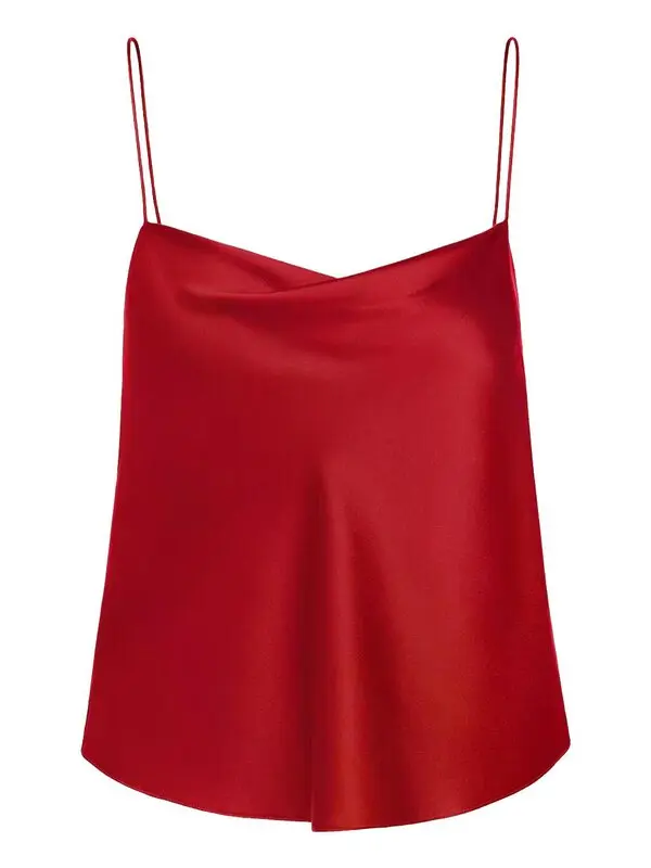 THE SEI Cowl-neck Satin Top - Red
