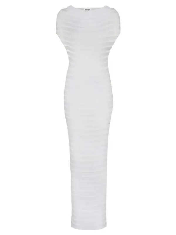 Jean Paul Gaultier Striped Ribbed Maxi Dress - White
