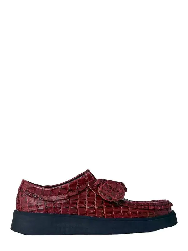 Martine Rose Torview Croc-embossed Lace-up Shoes - Red