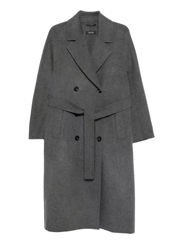 Max Mara Belted Double-breasted Coat - Grey