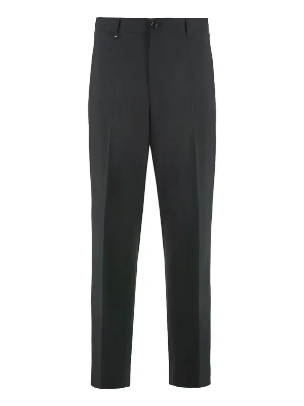 BOSS Virgin-wool Straight-leg Trousers - Black