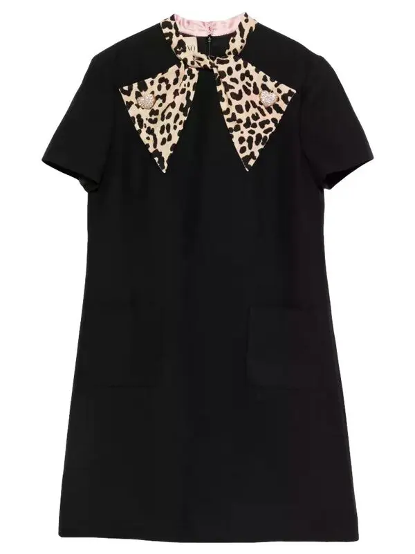 Valentino Garavani Leopard-print Bow Mini Dress - Black
