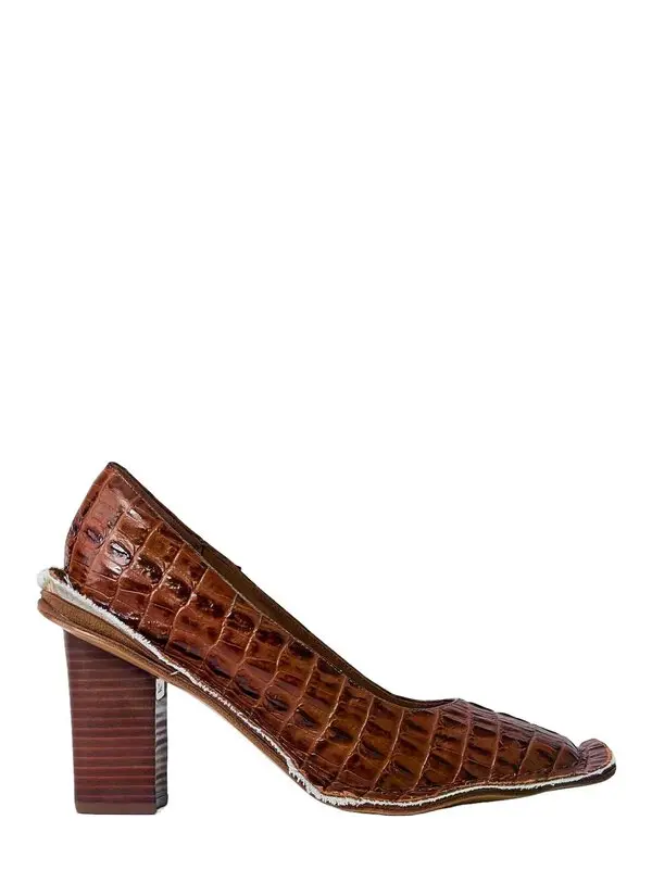 Martine Rose 65mm Crocodile-embossed Block-heel Pumps - Brown