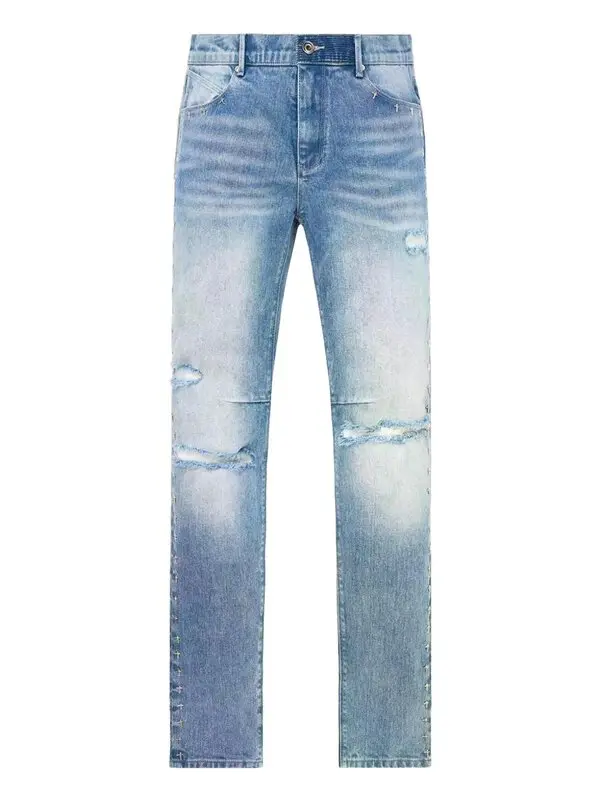 RtA Bryant Cross-print Skinny Jeans - Blue