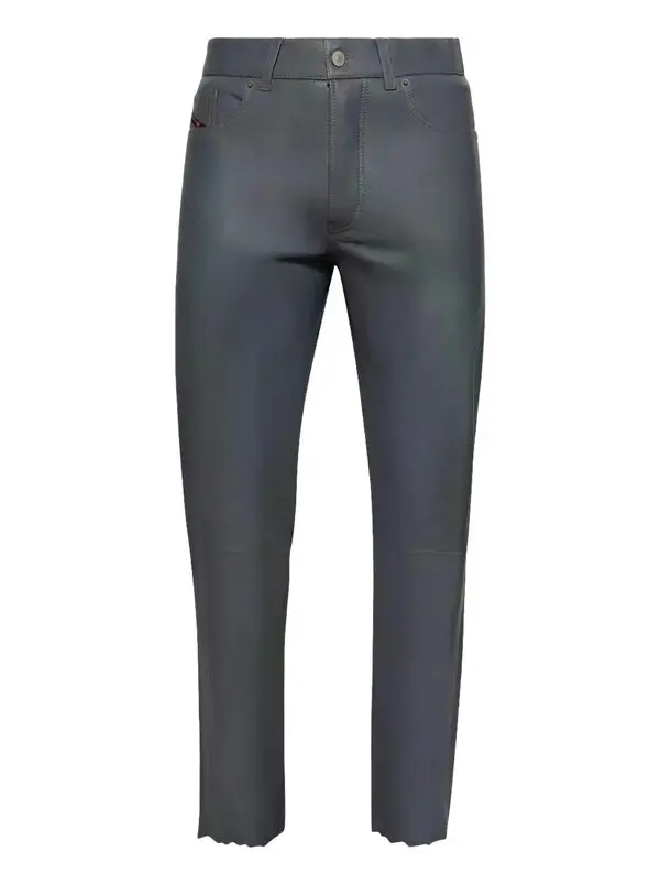 DIESEL® P-macs-lth Frayed-hem Leather Trousers - Grey