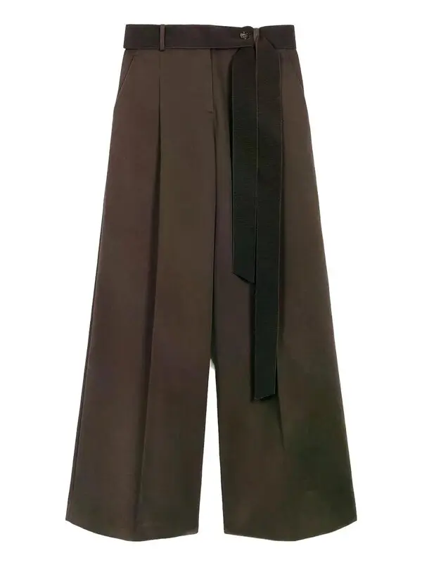 Ports 1961 Pleated Wide Leg Trousers - 573-brown