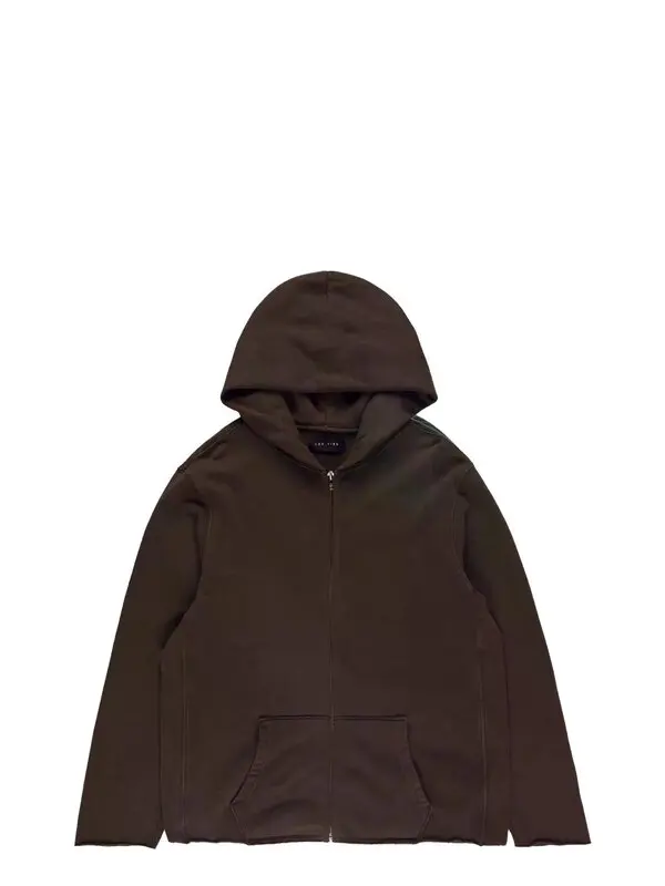 LES TIEN Raw-edge Zip-up Hoodie - Brown