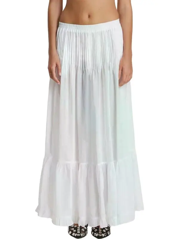 PNK Pleated Ruffled Maxi Skirt - White