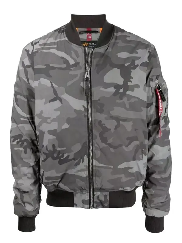 Alpha Industries Camouflage-print Bomber Jacket - Black Camo