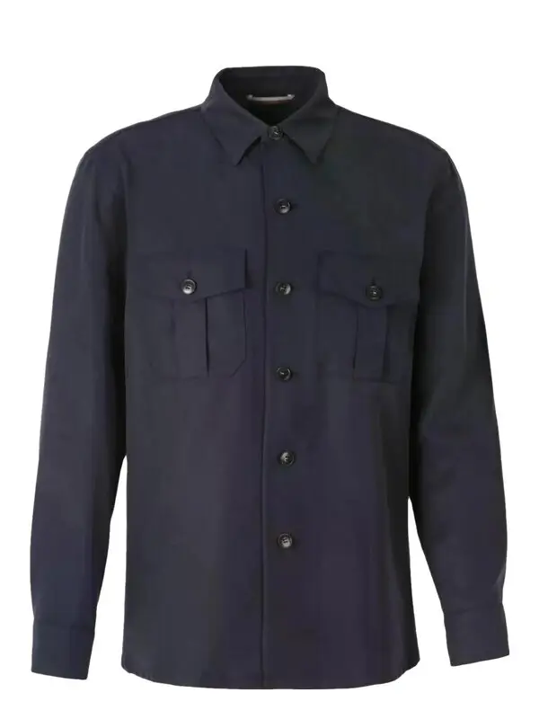 Canali Button-up Overshirt - Blue