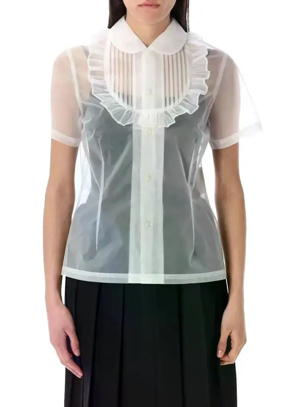 Comme Des Garçons Ruffled Sheer Shirt - White