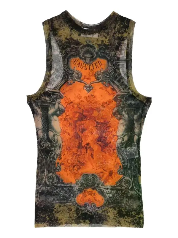 Jean Paul Gaultier Printed Sleeveless Top - Black