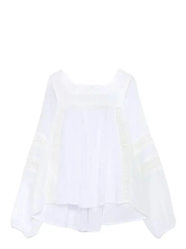 PNK Lace-insert Cotton Blouse - White