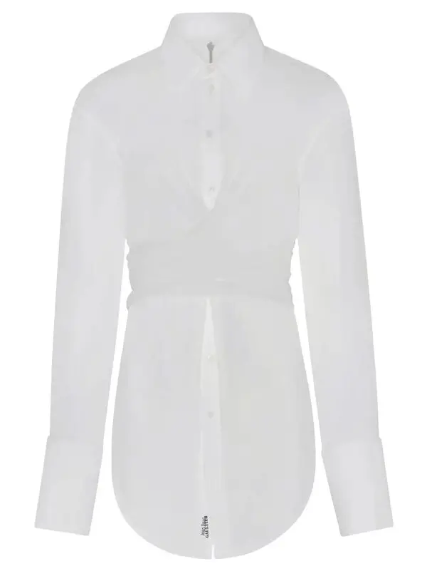 Jean Paul Gaultier Draped Zip-back Shirt Dress - White