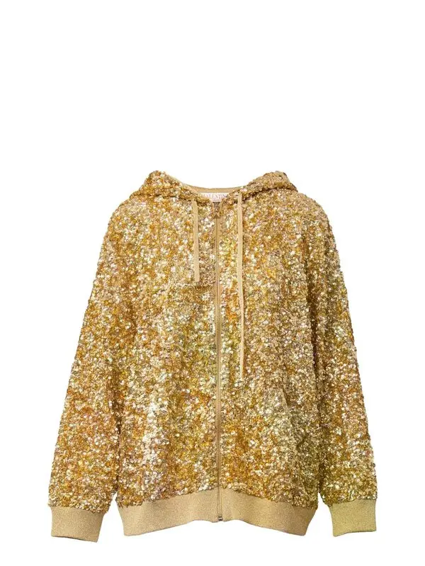 Valentino Garavani Sequinned Zip-up Hoodie - Gold