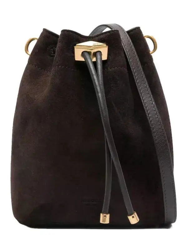 JIMMY CHOO Mini Cinch Suede Bucket Bag - Brown