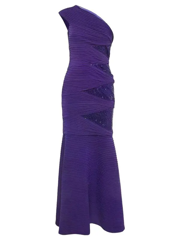 Tadashi Shoji Pintuck One-shoulder Gown - Purple